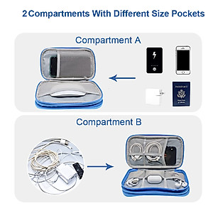 DDgro Tech Accessories Organizer Electronic Pouch Travel Bag for Keeping iPhone Charger Mobile Hard Disk Cable Cord Mouse Earphone Pens Certificates (Medium, Azure Blue)