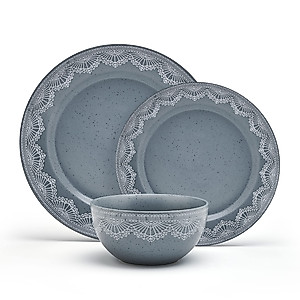 Pfaltzgraff Valerie 12 Piece Dinnerware Set, Service For 4, Blue