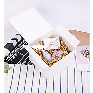 SHIPKEY 10 Pcs White Cardboard Gift Boxes with lids | 6x6x6inch Square Boxes | Medium Gift Boxes Suitable for Party, Wedding, Christmas, Holidays, Birthdays and All Other Occasions