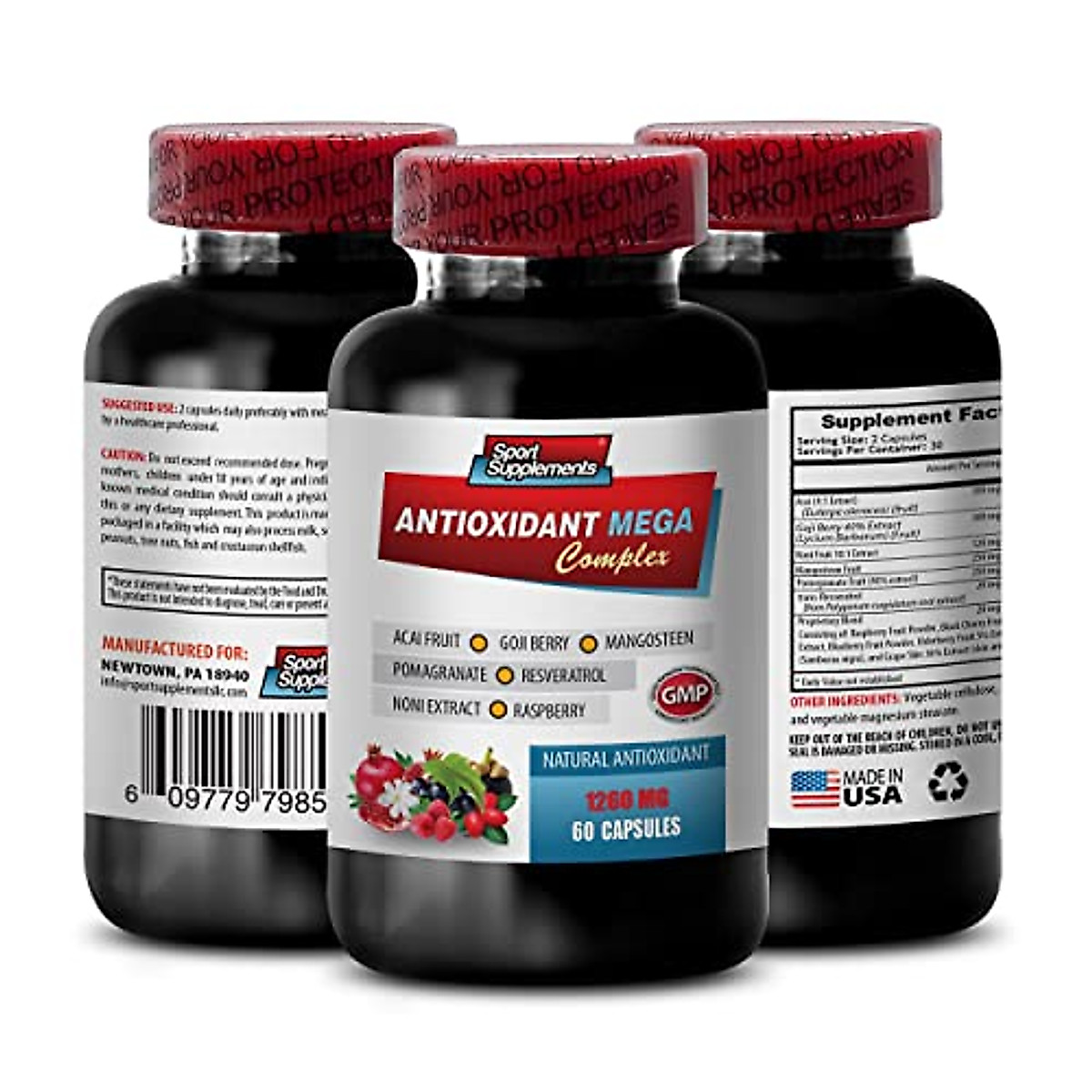 antioxidant multivitamin - ANTIOXIDANT MEGA COMPLEX 1440 MG - Resveratrol complex, Acai berry pills, Trans-resveratrol, Goji berry pills, Pomegranate extract capsules, Mangosteen - 2B 120 Capsules