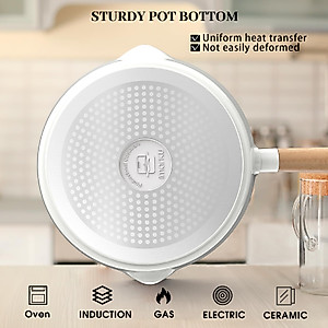 imarku Non Stick Frying Pans with Lid, 10 Inch Saute Pan with Removable Handle, Granite Coating Cooking Pan, Healthy Cookware, PFOA Free, Cream, Best Christmas Gifts