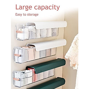 Socks Underwear Wall Mount Drawer Organizer, Switchable 6 Cell Drawer Acrylic Organizers Self-Adhesive Anti Dust Storage Boxes for Clothes Socks Lingerie Underwear Ties (Green)