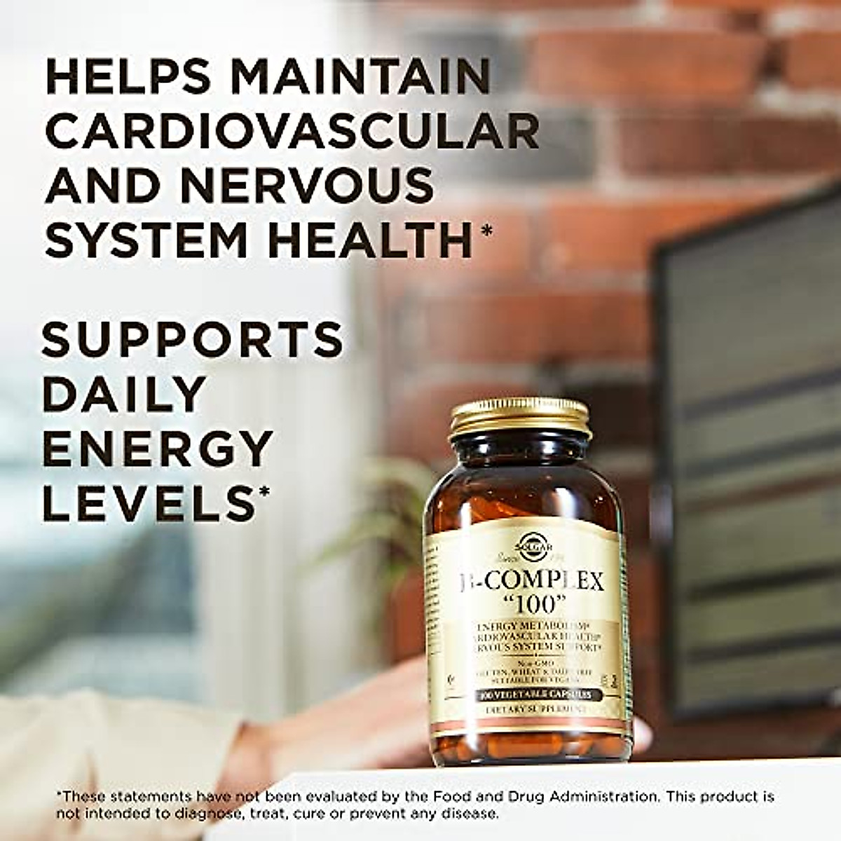 Solgar B-Complex "100" - 100 Vegetable Capsules, Pack of 2 - Energy Metabolism, Cardiovascular Health, Nervous System Support - Non-GMO, Vegan, Gluten Free - 200 Total Servings