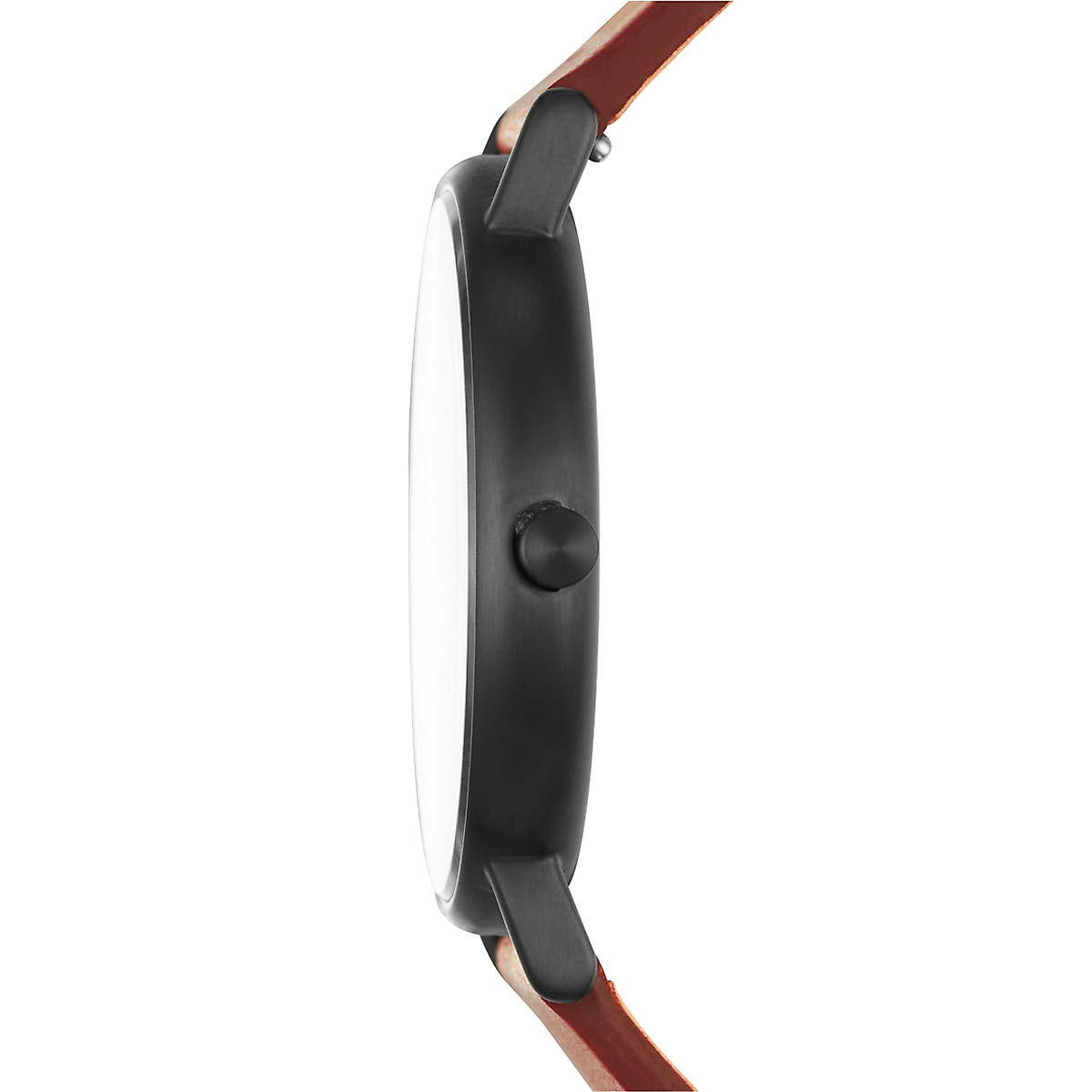 Skagen Men's Signatur Three-Hand Black Stainless Steel and Brown Leather Band Watch (Model: SKW6374)