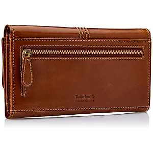 Timberland Women's Leather RFID Flap Wallet Clutch Organizer, Cognac (Buff Apache), One Size