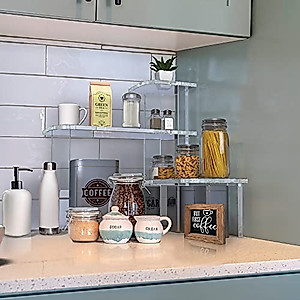 STAUBER Best Acrylic Countertop Corner Shelf Organizer (Clear) - 3 Tier Shelves for Kitchen or Bathroom - Storage Display Counter Shelves