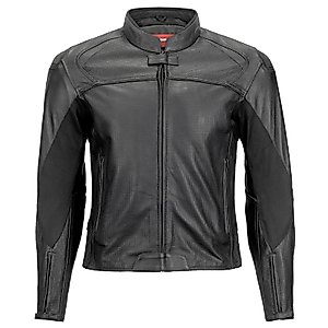 Noru Men's Maruchi Armored Cowhide Leather Sport Riding Jacket with Removable Quilted Vest Liner