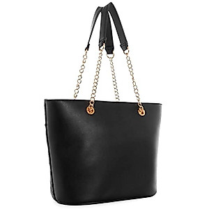 GUESS Women's GS Embroidered Quilted Tote Bag Handbag - Black