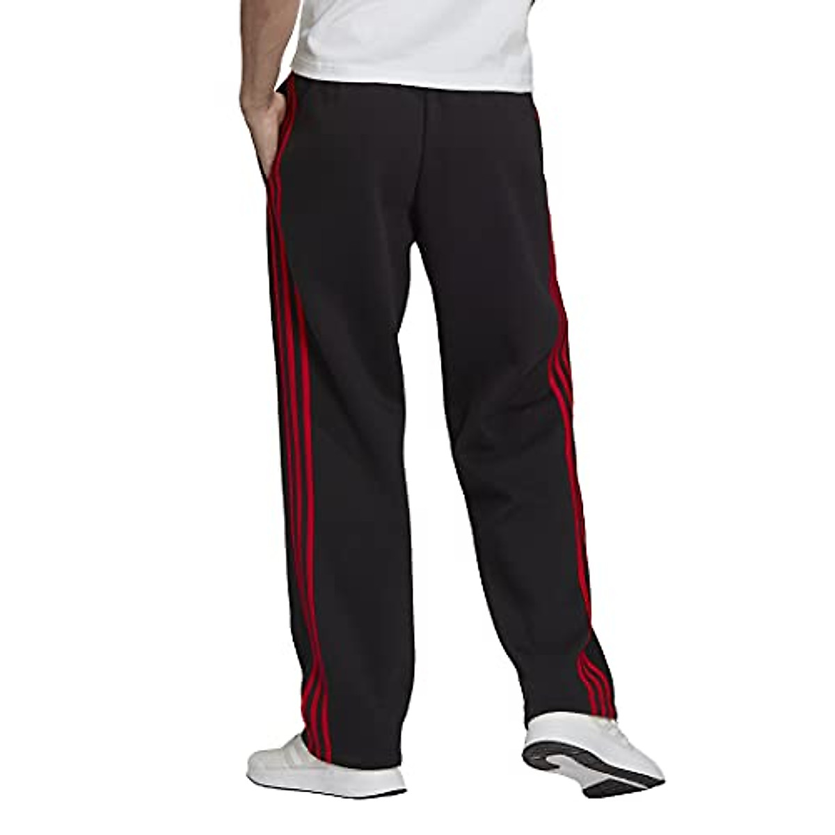 adidas mens Essentials Fleece Open Hem 3-stripes Pants, Black, XX-Large 30 Inseam US