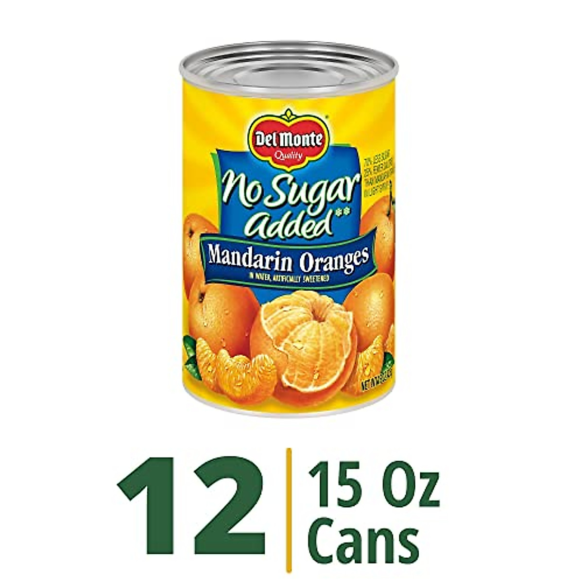 Del Monte Canned Mandarin Oranges No Sugar Added, 15 Ounce (Pack of 12)