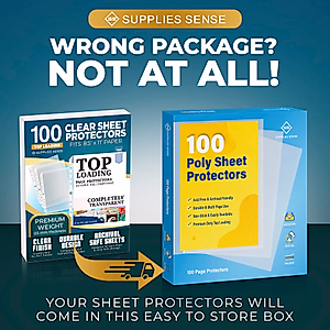 Sheet Protectors for 3 Ring Binder - 100 Premium Clear Plastic Page Protectors for 3 Ring Binder - Sleeves 8.5 x 11 for Paper & Documents