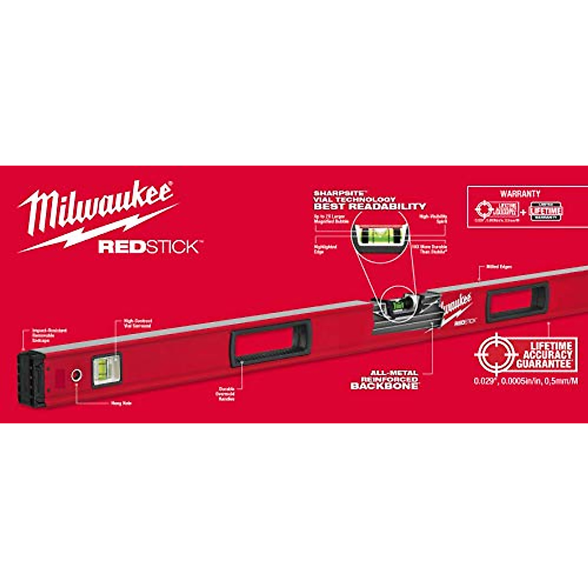 Milwaukee MLBXC48 10 Inch/24 Inch/48 Inch REDSTICK Box and Torpedo Level Set