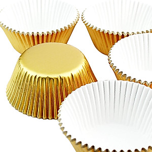 Warmparty Gold Foil Baking Cups Muffin Wrappers Cupcake Liners Standard, 100 Count