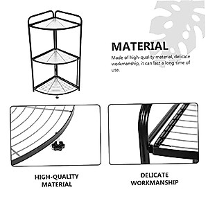 Cabilock 1pc Sturdy Home Storage Organizing Kitchen Three-layer Foldable Office for Corner Holder Cabinet Practical Layer Seasoning Steel Shelves Household Rack Organizer Shelf Pot Tier