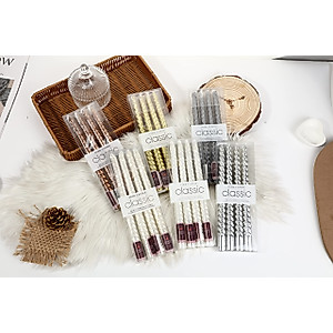 Wrcevtor 10 inch Taper Candles Set of 4 |7.5 hrs Clean Burning Unscented, for Wedding, Parties,Home Decor and Special Occasions,Long Candle Sticks, Spiral Candle Christmas Candles (10 INCH, White)