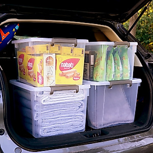 Citylife 17 QT Plastic Storage Bins with Latching Lids Stackable Storage Containers for Organizing Large Clear Storage Box for Garage, Closet, Classroom, Kitchen, 2 Packs