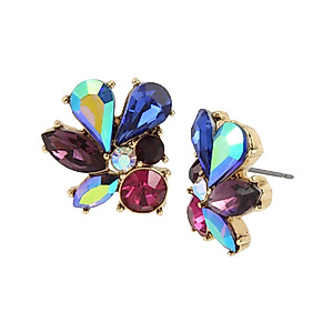 Betsey Johnson Stone Cluster Button Earrings