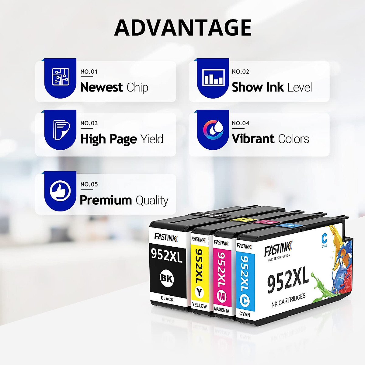 FASTINK Compatible HP 952XL 952 XL Ink Cartridges Combo Pack Replacement for HP OfficeJet Pro 8710 Printer Ink Cartridges 7740 8210 8702 8715 8725 Printers Ink Cartridges