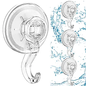 Wreath Suction Cup Hooks for Shower, Elegear Shower Suction Hooks Hold up to 11 lb, 4 Pack Reusable & Waterproof & Clear Shower Hooks, Window Suction Cups with Hooks for Loofah Wreath Bathroom kitchen