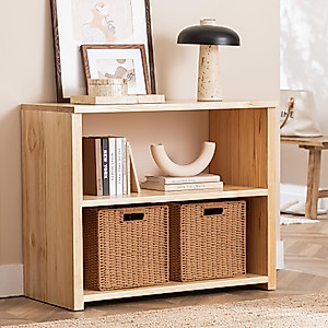 UBBCARE 3 Pack Wicker Basket, 11L×11H×10.5W inch Woven Paper Rope Storage Baskets for shelves, Foldable Cube Storage bin with Handle, Storage Basket for Organizing & Decor,Caramel