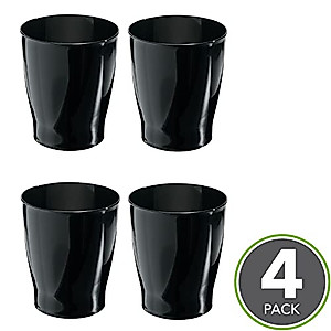mDesign Round Plastic Bathroom Garbage Can, 1.25 Gallon Wastebasket, Garbage Bin, Trash Can for Bathroom, Bedroom, and Kids Room - Small Bathroom Trash Can - Fyfe Collection - 4 Pack, Black