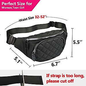 Crossbody Fanny Pack for Women,Fashionable Waist Pack Purse Cute Belt Bags for Teen Girls,Fashion Gifts Bum Bag Fannie Pack for Travel Running Walking,Carrying All Phones,Wallet (Black)