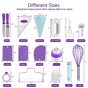 Cake Decorating Supplies Kit for Beginners, Set of 138, Baking Pastry Tools, 1 Turntable stand-55 Numbered Icing Tips with Pattern Chart, Angled Spatula, 8 Russian Piping nozzles-Baking Tools