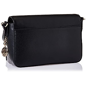 DKNY womens Dkny Bryant Md Flap Crossbody, Black/Gold, One Size US