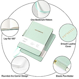 A5 Classic Notebook Journal, 5.6 X 8.1 inches,Hard Cover,160 Premium Thick Pages,Fine PU Leather, College Ruled Notebook with Pen Holder,1 Ribbon Bookmark for Journaling Writing Note and Planner