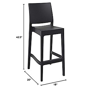 Pemberly Row 29.5" Commercial Grade Resin Barstool in Black - Set of 2