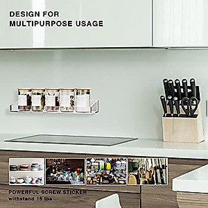 Bakzon Acrylic Shower Caddy Shelves plus Adhesive Sticker for Kitchen, Bathroom