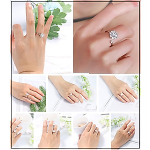 Akeoqi Fidget Anxiety Rings Rotatable Stress Relief Bead Ring Size Adjustable Open Design Ring Spinner Fidget Ring Inlaid Cubic Zirconia Round CZ Shape Ring Jewelry for Women Gifts