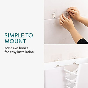 Navaris Collapsible Plastic Laundry Basket - Hanging Hamper for Bathroom, Small Spaces - Wall Mounted Storage Large 30L (7.9 Gallon) Capacity - White