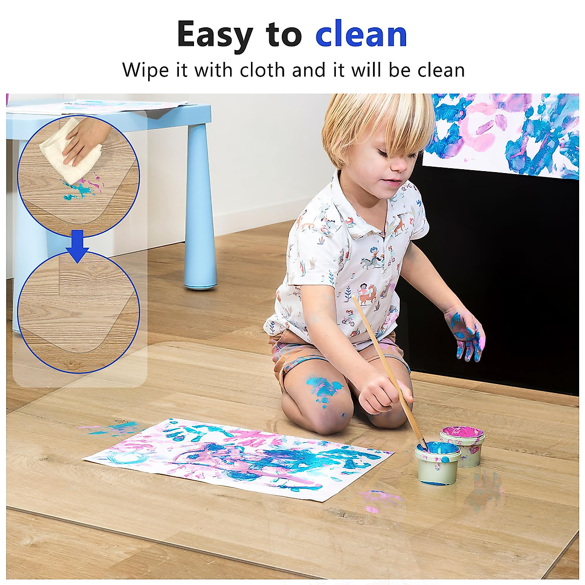 Office Chair Mat for Hardwood Floor, 36"×47" Fully Clear Desk Chair Mat for Rolling Chairs, 2mm Heavy Duty Floor Protector Mat for Home Office, Easy Glide, Flat Without Curling