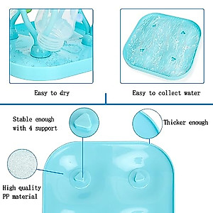 Baby Bottle Drying Rack with Bottle Brush Set, Removable Baby Bottle Holder Baby Bottle Rack Dryer and Baby Bottle Brush Cleaner Nipple Cleaner for Baby Accessories Cleaning Drying Bottle Cup (Blue)