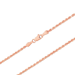 Nuragold 10k Rose Gold 2.5mm Rope Chain Diamond Cut Pendant Necklace, Womens Mens Jewelry 16" 18" 20" 22" 24" 26" 28" 30"