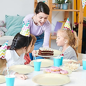 Tioncy 100 Pcs Party Supplies Paper Plates Disposable Halloween Birthday Cake Plates for Dessert Carnival Dinner Fiesta Decorations Serve 50 Guests, 7 Inches and 9 Inches (Ivory,Classic)