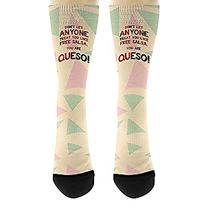 ThisWear Inspirational Quote Gift for Women Don't Let Anyone Treat You Like Free Salsa You Are Queso 1-Pair Novelty Crew Socks