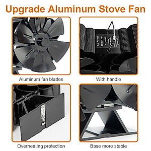 BestYiJo Fireplace Fan, (12 Blades) Wood Stove Fan Heat Powered Thermoelectric Fan,Heat Powered Fireplace Fan, 12 leaves Dual Head Stove Fan, Thermal power Wood Stove Fan for Wood Log Burner Stove