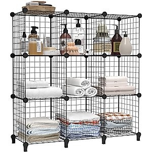 HOMIDEC Cube Storage, Storage Shelves 9 Cube Bookshelf Bookcase Closet Organizer and Storage Wire Storage Cube Multi-Use DIY Storage Cube Shelf for Books, Toys, Clothes, Tools