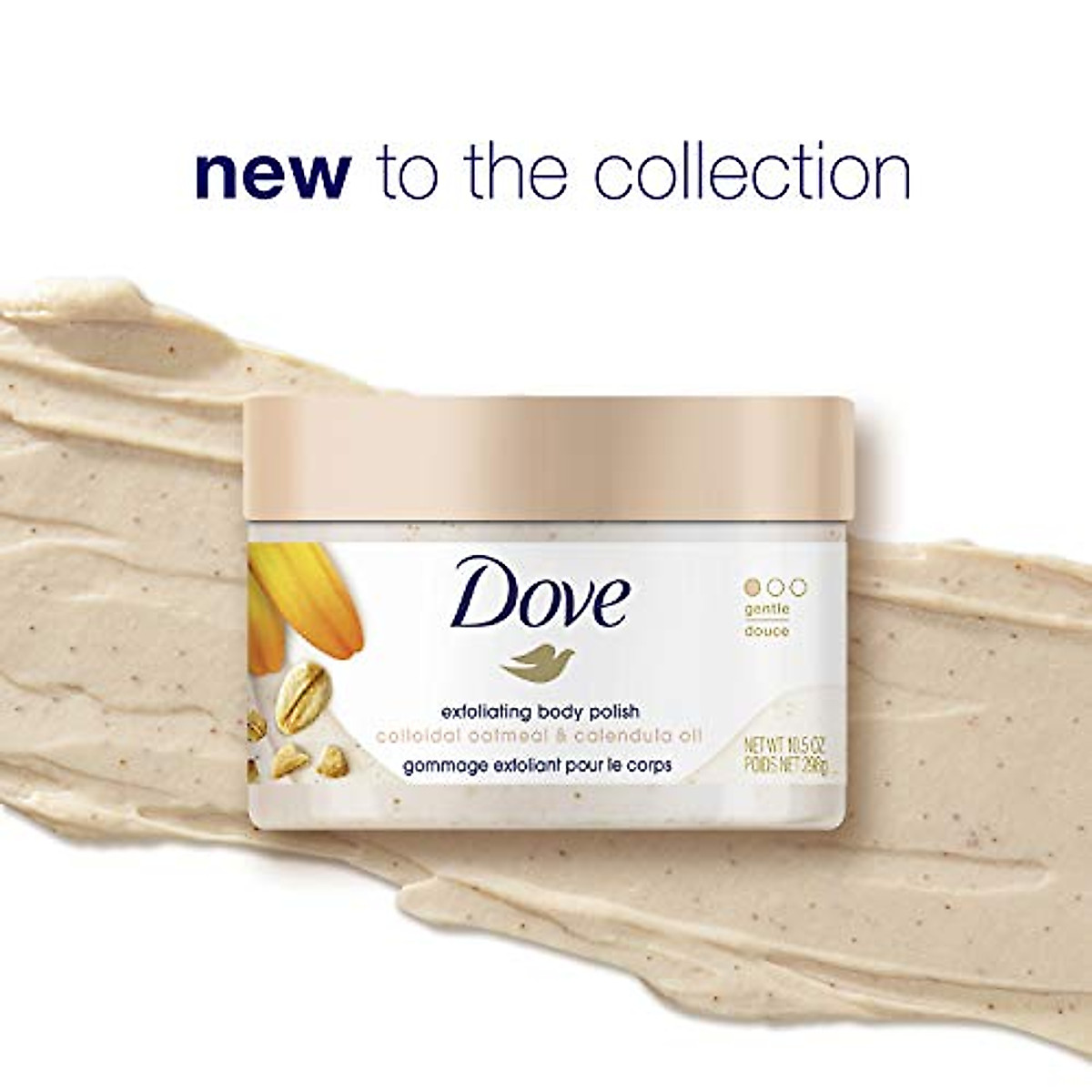 Dove Scrub for Silky Skin Oatmeal & Calendula Oil Body Scrub Exfoliates & Gives Lasting Nourishment 10.5 oz 4 Count
