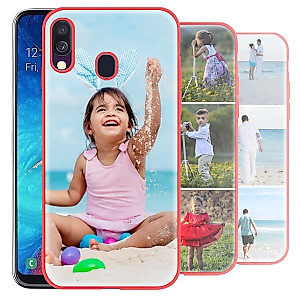 Eouine Custom Phone Case for Samsung Galaxy A40 (5.9") - Personalized Picture Phone Cases Red nsparent Customizable Funda Customize Photo Text Design Cover - Customized Own Phone Case