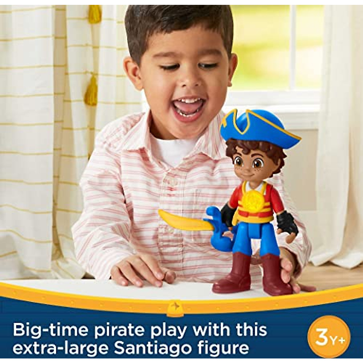 Fisher-Price Santiago of the Seas Pirate Toy Talking Santiago Figure with Lights for Preschool Pretend Play Ages 3+ Years