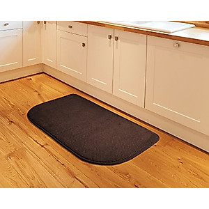 Kashi Home Soft Plush Memory Foam Non-Slip Backing Kitchen Rug Mat, 18x30 Inch, Chocolate