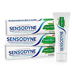 Sensodyne Fresh Mint Sensitive Toothpaste, Cavity Prevention and Sensitive Teeth Treatment - 4 Ounces (Pack of 3)