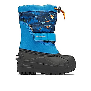 Columbia Youth Unisex Powderbug Plus II Print, Bright Indigo/Bright Orange, 2