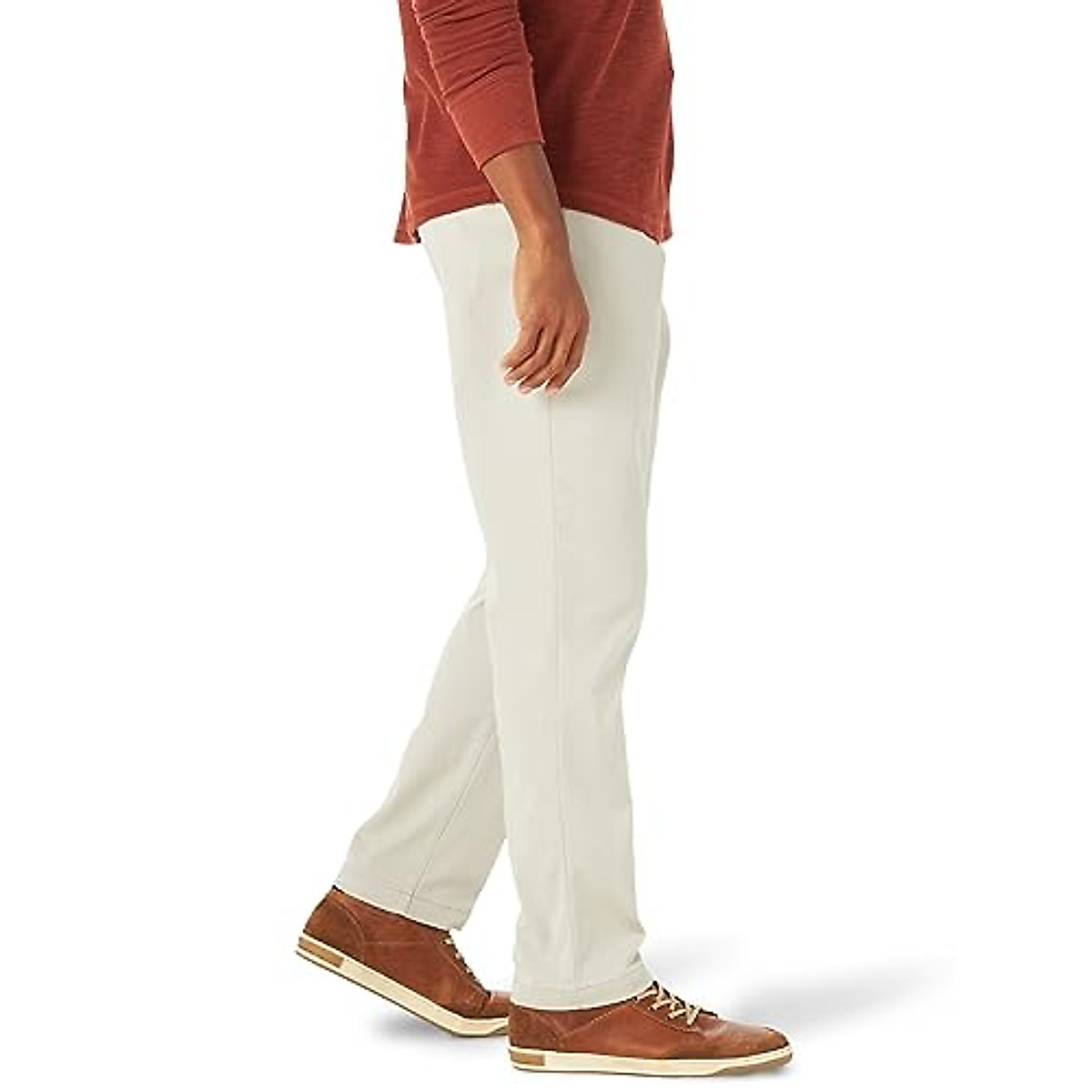 Lee Men's Extreme Motion Flat Front Relaxed Taper Pant, Dove, 38W x 30L