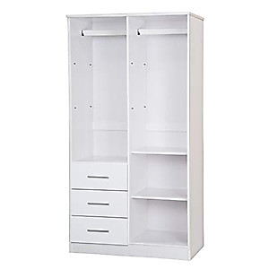 Palace Imports Metro 100% Solid Wood Wardrobe with Mirror, White