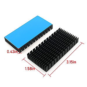 ZZHXSM 2Pcs 80mm Heatsink 80 x 40 x 11mm Black Aluminum Heat Sink Radiator Cooler with Thermal Conductive Adhesive Tape Cooling Fin for Cooler Electronics CPU Led