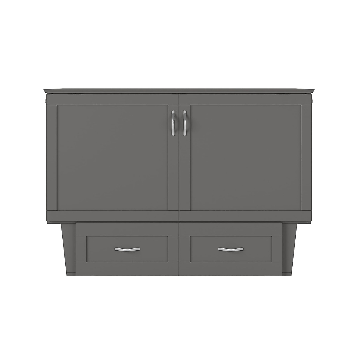AFI Monroe Full Size Murphy Bed Chest with Mattress, Storage, & Built-in Charger in Grey